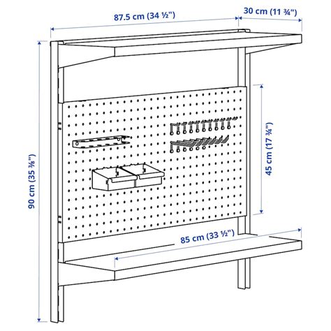 Bror Wall Shelf Combination With Pegboard 2 Shelves Black 341 2x113