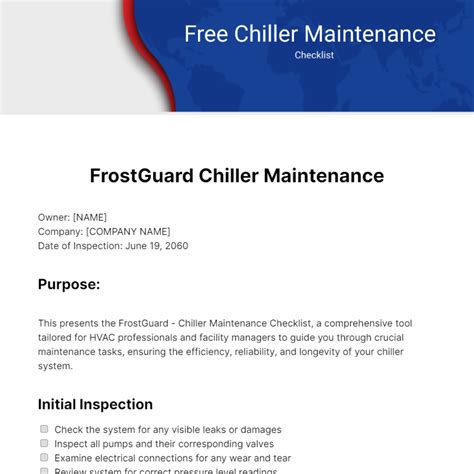 Free Chiller Maintenance Checklist Template To Edit Online