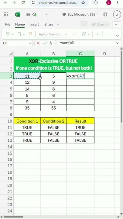 Xor Function In Excel Excel Formula Xor Function Excel World