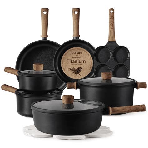 Carote Nonstick Cookware Set 15 Pcs Granite Pots And Pans Induction