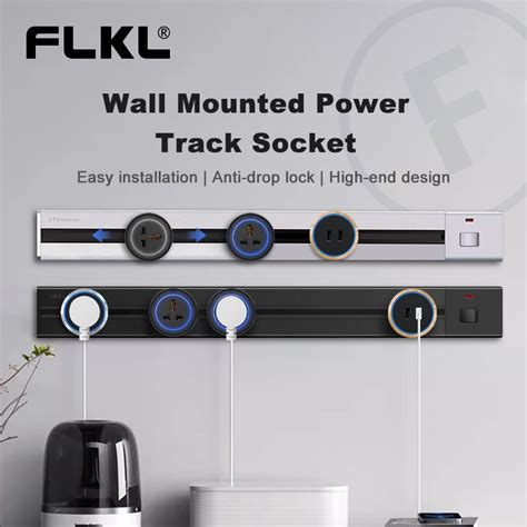Wall Mounted Modern Wall Socket Removable Power Track Socket With Switch For Kitchen Living