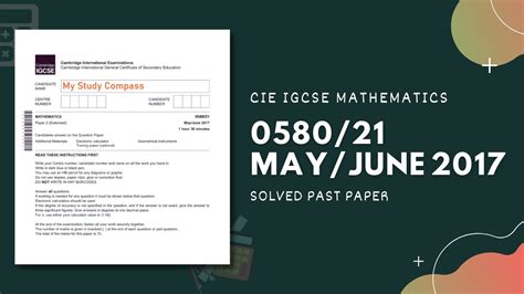 0580 21 M J 17 Easy Step By Step Solutions Cie Igcse Maths Paper