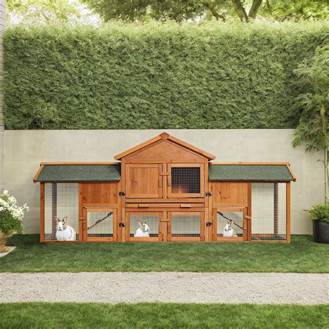 Pefilos 79 Large Rabbit Hutches For Outdoor Bunny Cage With 2 Runs And Tray 2 Tier Wooden Hen