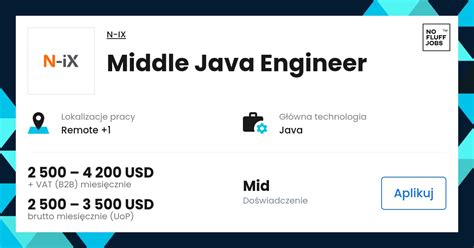 Praca Middle Java Engineer Backend N Ix Zdalnie No Fluff Jobs