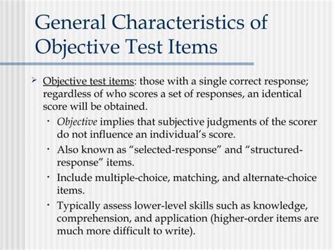 Objective Tests Ppt