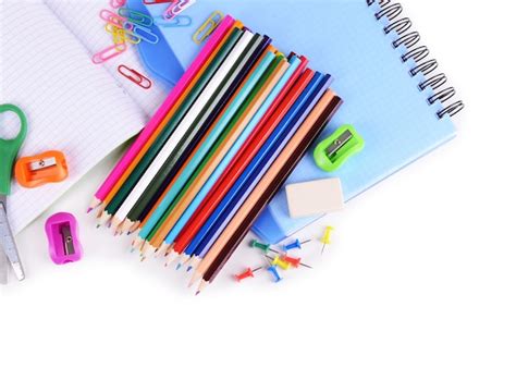Premium Photo School Stationery Isolated On White