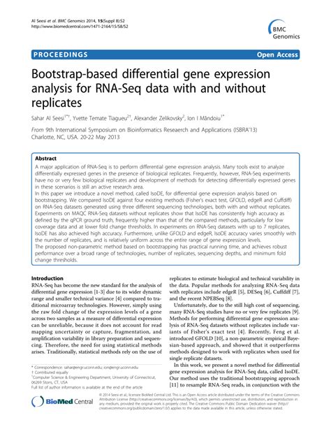 Pdf Bootstrap Based Differential Gene Expression Analysis For Rna Seq
