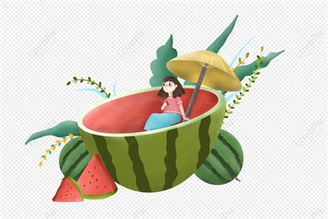 수박 소녀 Png 일러스트 무료 다운로드 Lovepik