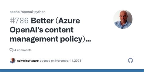Better Azure Openais Content Management Policy Exception Management · Issue 786 · Openai