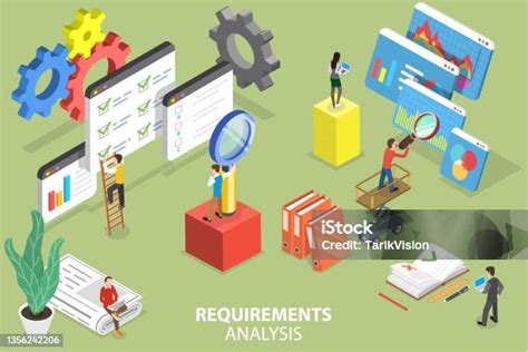 요구 사항 분석의 3d 동면 측정 플랫 벡터 개념 적 그림 등측투영법에 대한 스톡 벡터 아트 및 기타 이미지 등측투영법