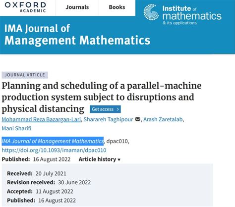 It Is My Pleasure To Announce That Our Paper Titled Planning And Scheduling Of A Parallel