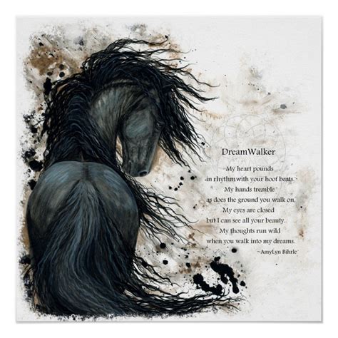 Dreamwalker Friesian Horse Poem By Bihrle Poster Zazzle Horse Art