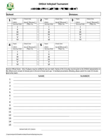 Roster Template Pdf Forms