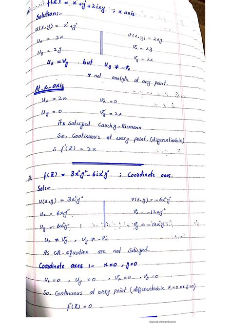 SOLUTION Complex Analysis Part2 Examples Cauchy Riemann Studypool