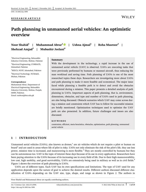 Path Planning In Unmanned Aerial Vehicles An Optimistic Overview Request Pdf