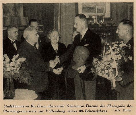 Kurt Lisso Representing The City Of Leipzig Honors Clemens Thieme On