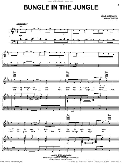 Bungle In The Jungle Sheet Music For Voice Piano Or Guitar Pdf