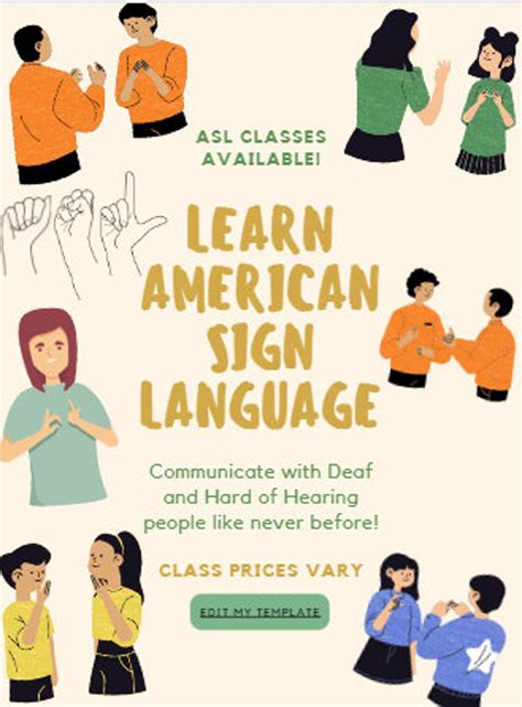 Asl Class Flyer Editable Etsy Asl Class Flyer Editable Etsy
