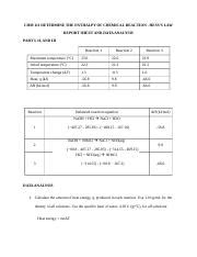 Determine The Enthalpy Of Chemical Reaction1 Docx CHM 111 DETERMINE THE ENTHALPY OF CHEMICAL