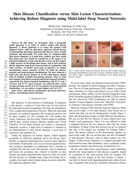 PDF Skin Disease Classification Versus Skin Lesion Characterization Achieving Robust