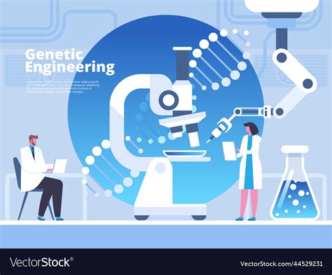 Genetic Engineering Flat Banner Template Vector Image