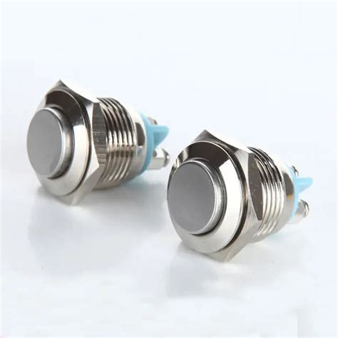 16mm Metal Push Button Switch Waterproof And Anti Rust Jog Switch Self Reset Silver Contact One