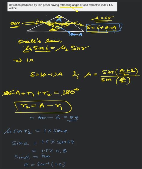 8reviewdeviation Produced By The Thin Prism Having Refracting Angle 6∘