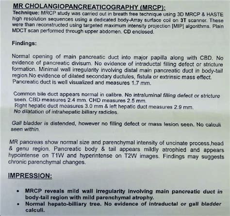 Magnetic Resonance Cholangiopancreatography Dated April 16 2019 10 Th Download Scientific