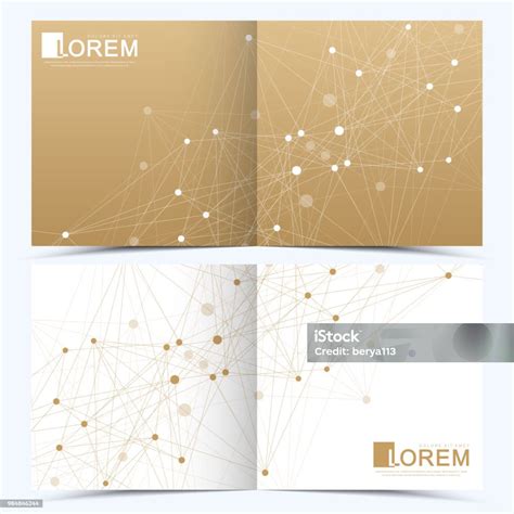 현대 벡터 평방 브로셔 전단지 전단지 커버 카탈로그 잡지 또는 연례 보고서에 대 한 템플릿 비즈니스 과학 및 기술 설계도 서 레이아웃입니다 황금 파도 함께 프레 젠 테이 션