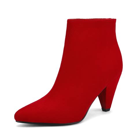 Dream Pairs Womens Pointed Toe Low Heel Suedepu Back Zipper Ankle