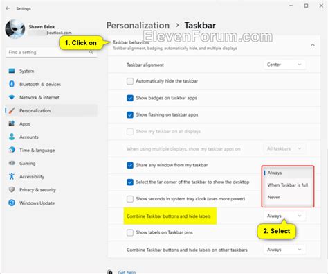 Always Or Never Combine Taskbar Buttons And Hide Labels In Windows 11 Windows 11 Forum