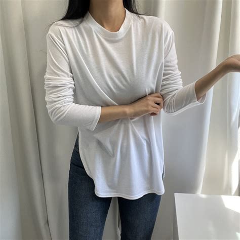 여름긴팔티 여성흰티 레깅스롱티 에이블리