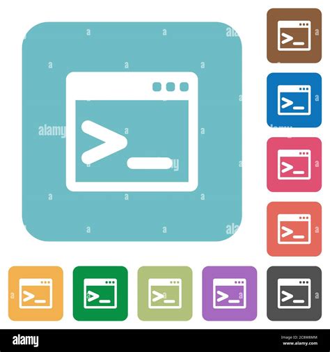 Flat Command Prompt Icons On Rounded Square Color Backgrounds Stock Vector Image Art Alamy