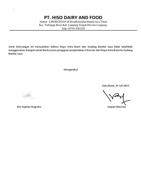 Surat Tidak Ada Stample Kobum Bandar 25 Juli Pdf