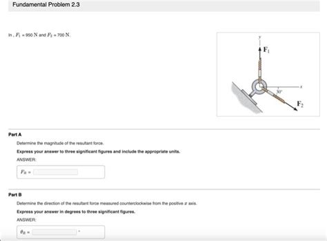 Solved Two Forces Act On The Hook As Shown In Part A