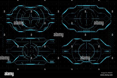 hud aim control target frames ui interface of digital futuristic technology vector viewfinder