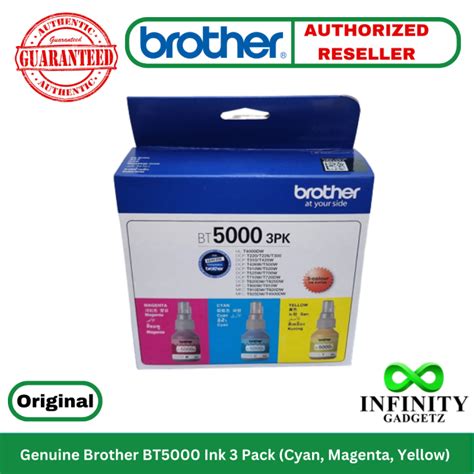 Genuine Brother Bt5000 Ink 3 Pack Cyan Magenta Yellow Lazada Ph