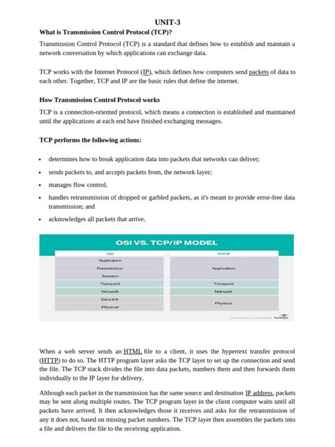 Unit 3 Pdf Transmission Control Protocol Internet Protocol Suite