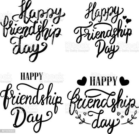 해피 친선의 날입니다 손으로 그린 흰색 배경에 문구를 글자의 집합입니다 포스터 인사말 카드에 대 한 디자인 요소입니다 벡터 일러스트 레이 션 공동체에 대한 스톡 벡터 아트