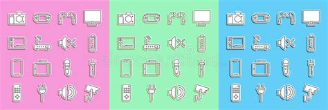 Set Line Security Camera Flashlight Battery Charge Level Indicator Air Headphones Router And