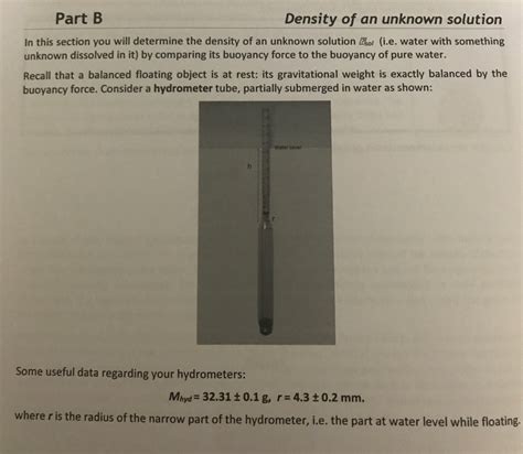 Solved Part B Density Of An Unknown Solution In This Section Chegg