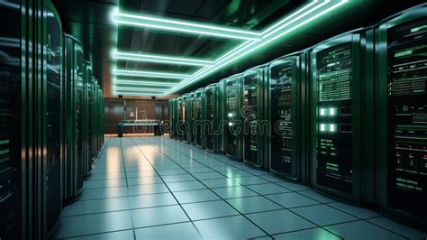 Computer Server Room Data Center For Digital Database Collection Generative Ai Stock