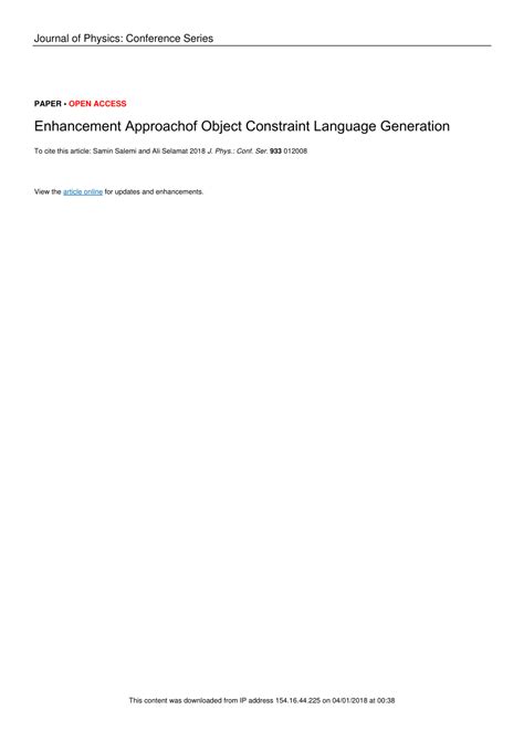 Pdf Enhancement Approachof Object Constraint Language Generation
