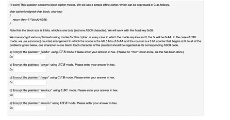 Solved 1 Point This Question Concerns Block Cipher Modes