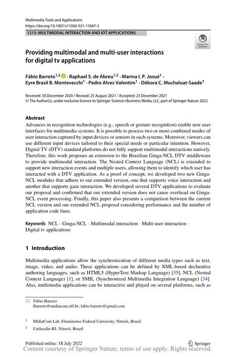 Providing Multimodal And Multi User Interactions For Digital Tv Applications Request Pdf