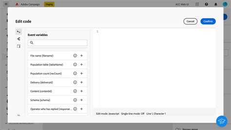 use the javascript code workflow activity adobe campaign