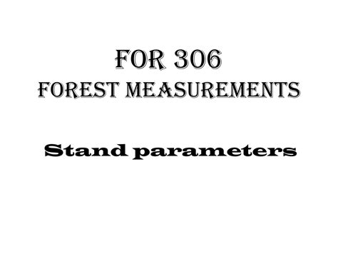 Stand Parameters