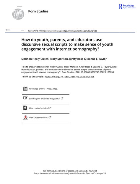 PDF How Do Youth Parents And Educators Use Discursive Sexual Scripts To Make Sense Of Youth