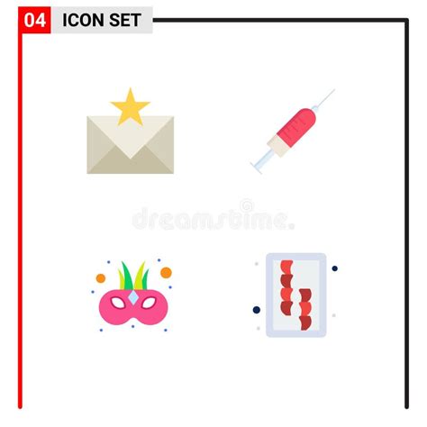 Flat Icon Pack Of 4 Universal Symbols Of Communication Shot Favorites Injection