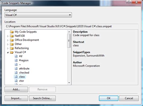 Visual Studio Tip Creating Your Own Code Snippets